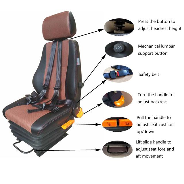 Static Seat Heating Ventilation Truck Tour Bus Portal Crane Driver Seat